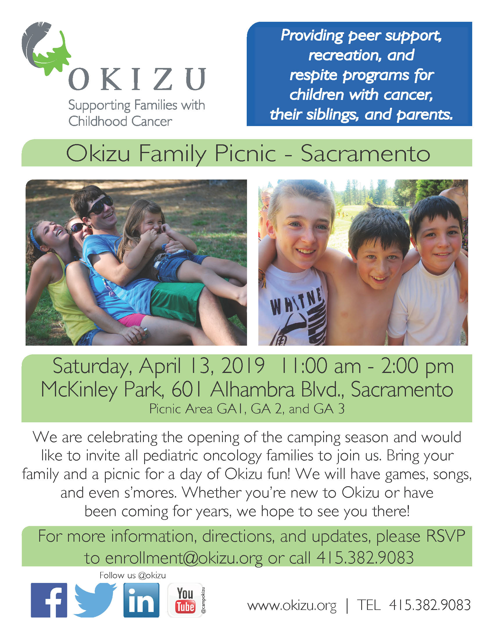 2019 Okizu Family Picnic Sacramento Flyer – Keaton’s Child Cancer Alliance